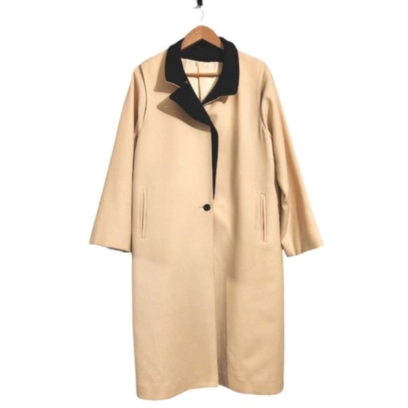 Jackets & Coats | Sold Vintage 9s Cream Color Long Coat With Black ...